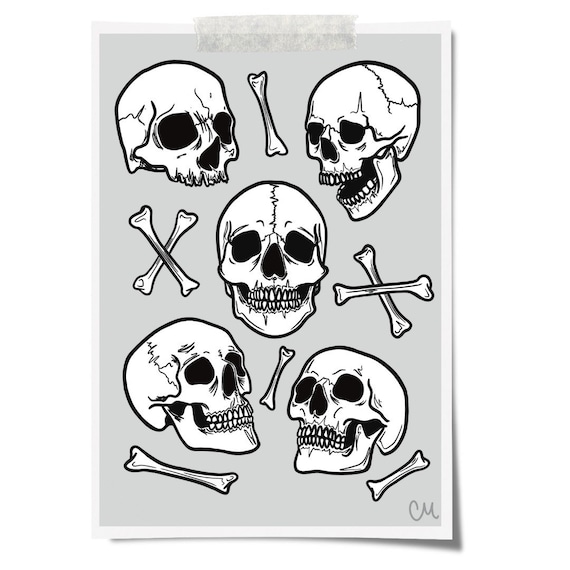 Black Skull Tattoo Flash Sheets