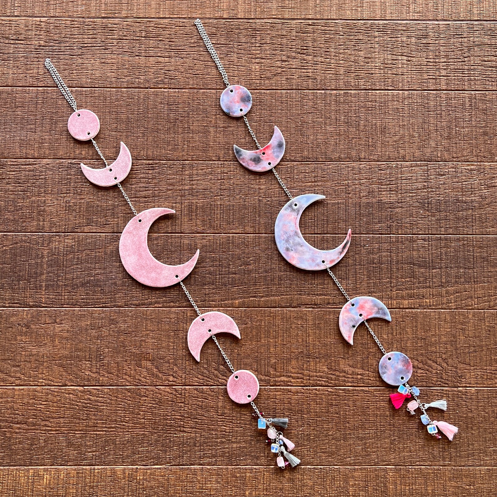 Ceramic Phases of the Moon Wall Decor With Natural Gemstones, Witchy ...