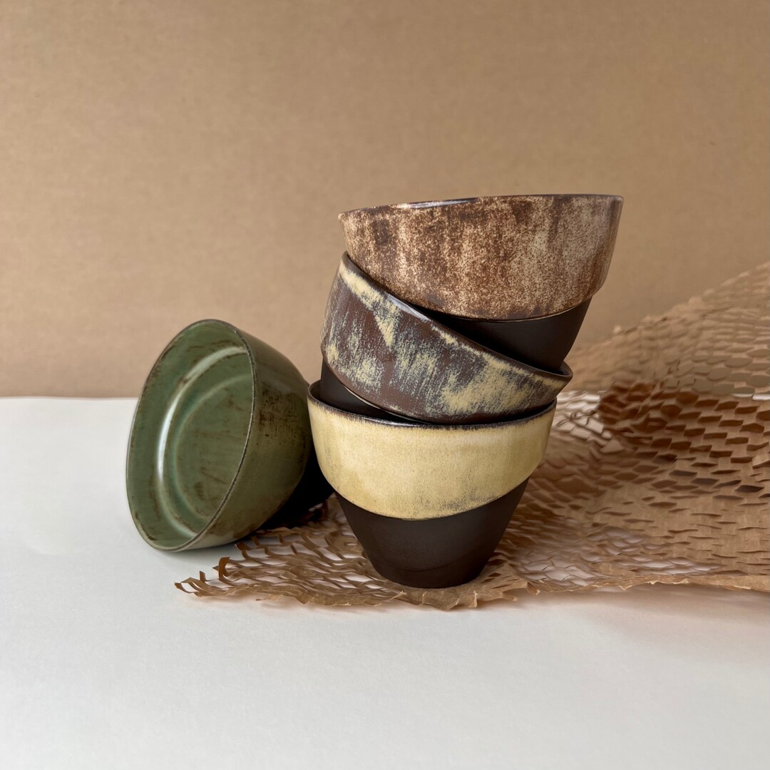 Handleless Rustic Stoneware Mug, Handmade Minimalistic Pottery Mug ...