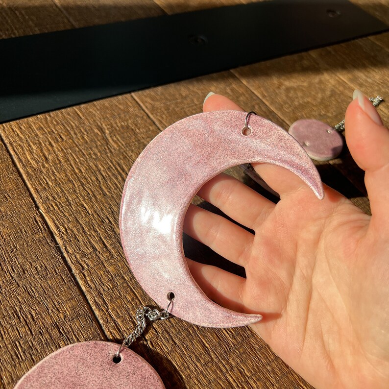 Ceramic Phases of the Moon Wall Decor With Natural Gemstones, Witchy ...