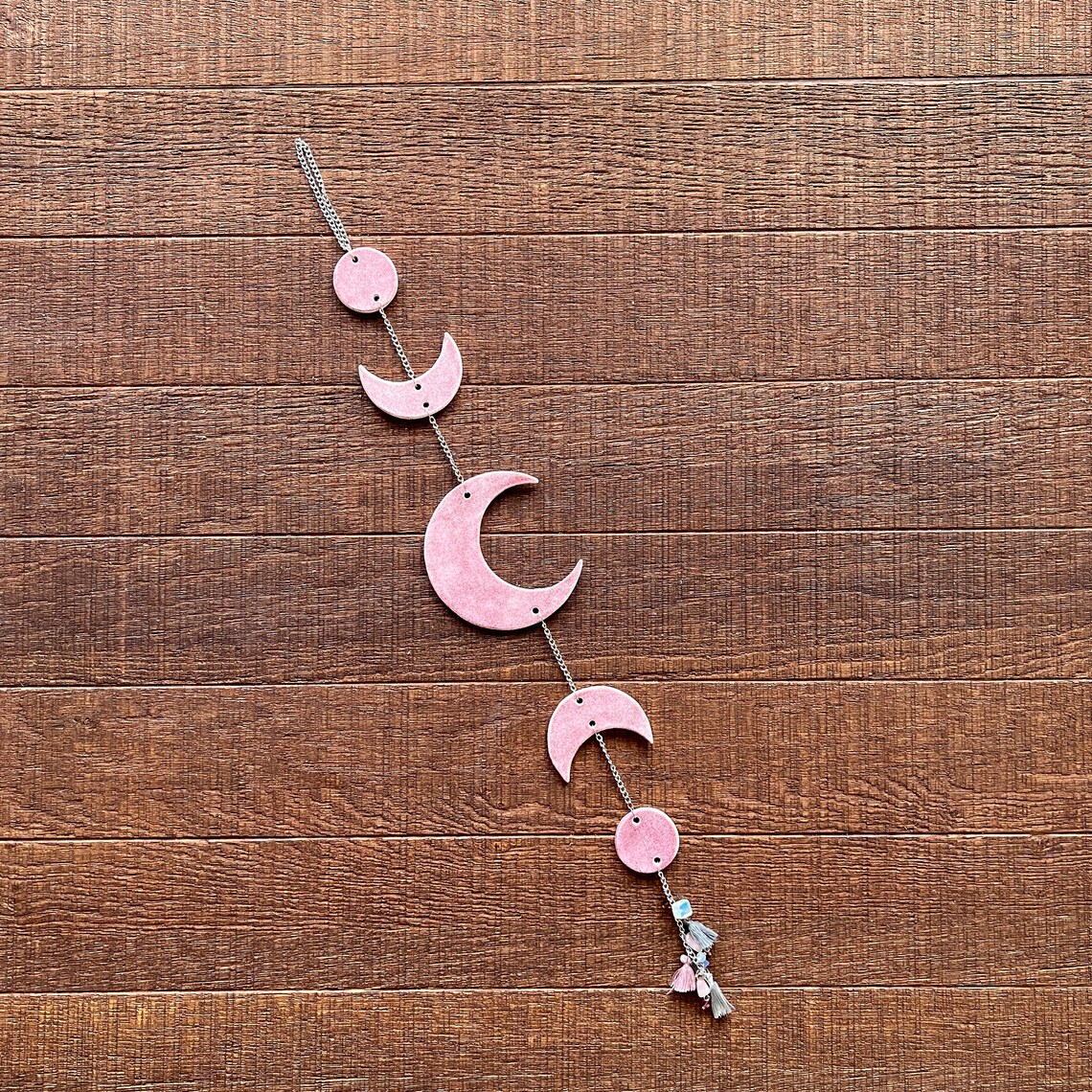 Ceramic Phases of the Moon Wall Decor With Natural Gemstones, Witchy ...