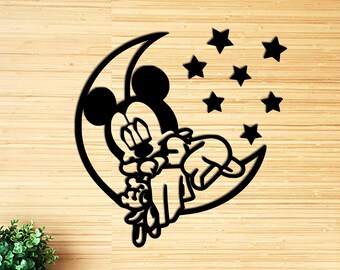 Mickey Mouse on Moon | Etsy