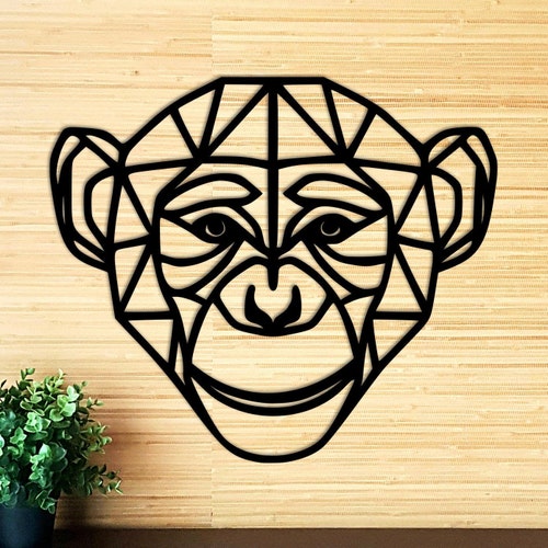 Geometric Monkey Head Wooden Wall Art Home Nursery - Etsy