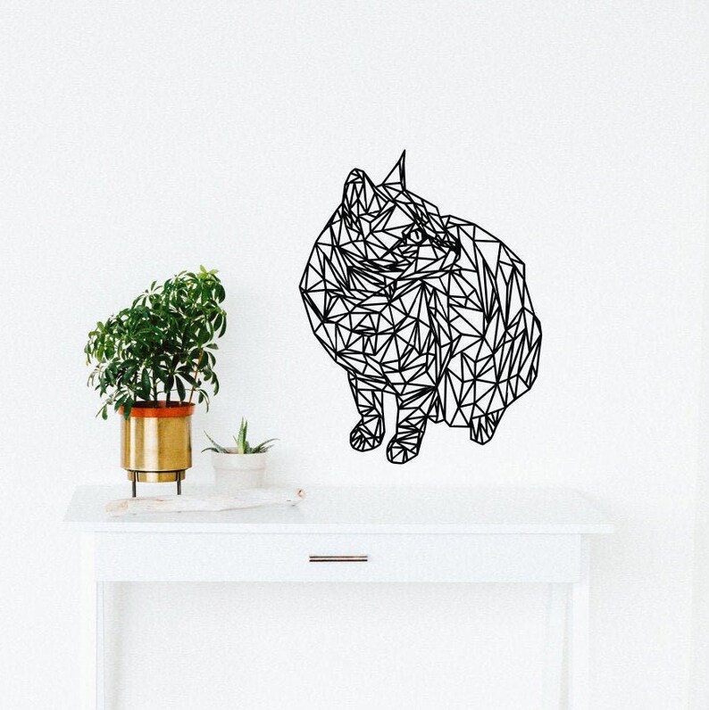 Geometric Wooden Cat Wall Decor Cat Wall Art Table Decor - Etsy Hong Kong