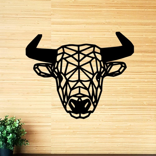 Geometric Bull Head Wooden Wall Art Home Nursery - Etsy