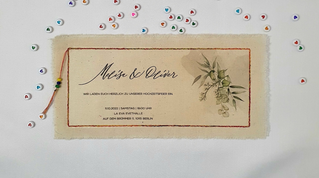 Wedding Invitation, Fabric Invitation, Wedding Invitation, Personalized ...