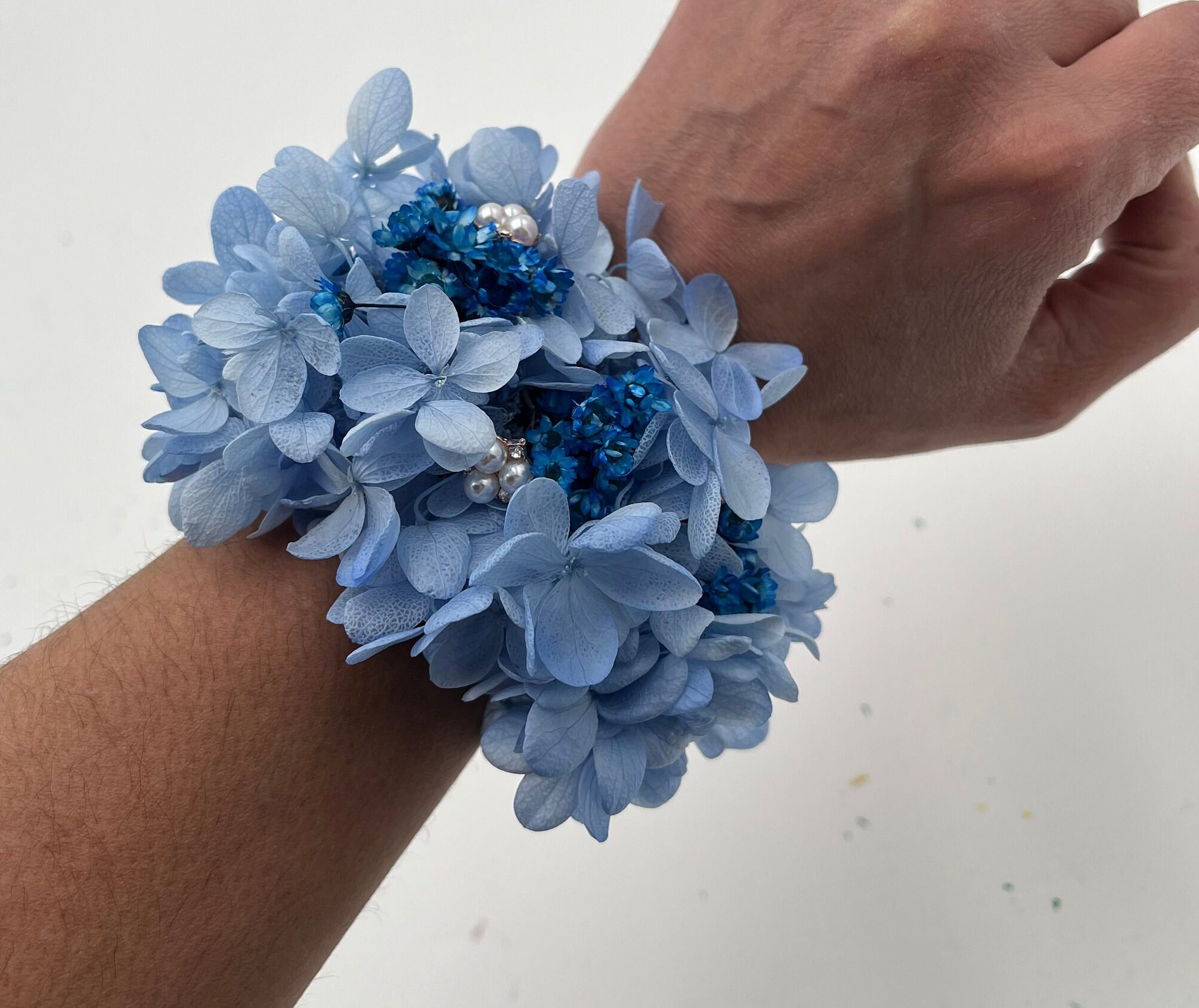 Modern Blue Corsage and Boutonniere Set Handmade Real Preserved Flowers ...