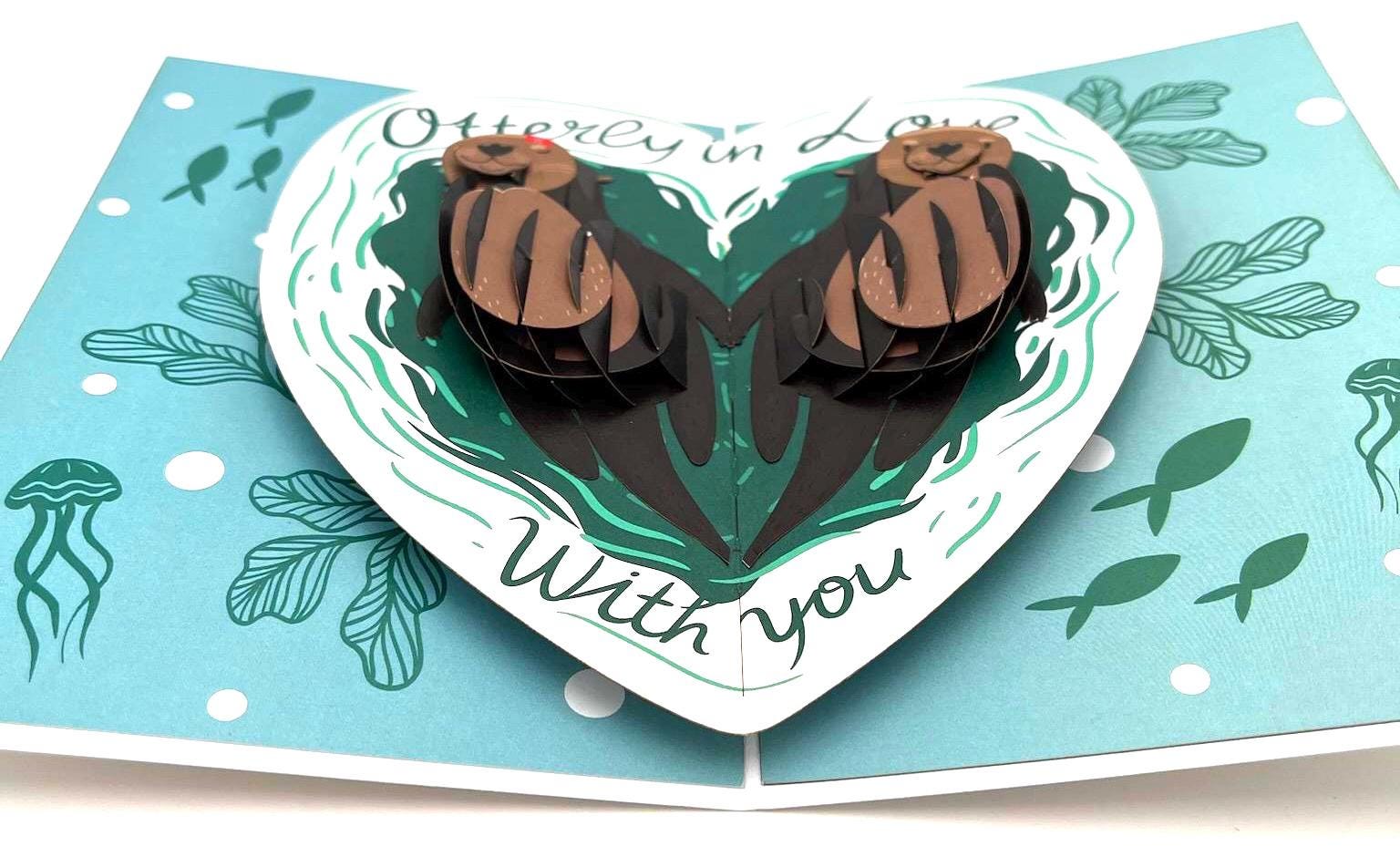 3D Pop-up Otter Card – Utterly in Love, Valentine's Day Card - Etsy