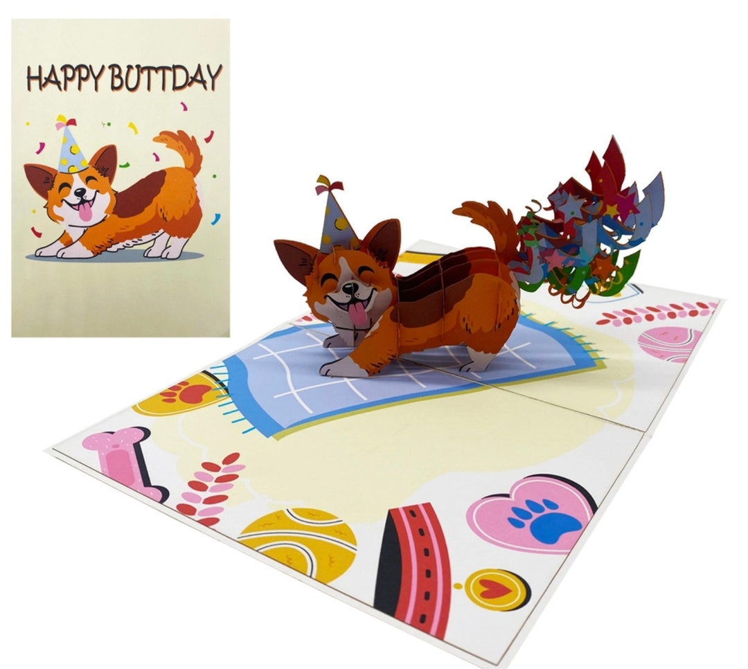 Happy Buttday Corgi 3D Pop up Card for Birthday - Etsy