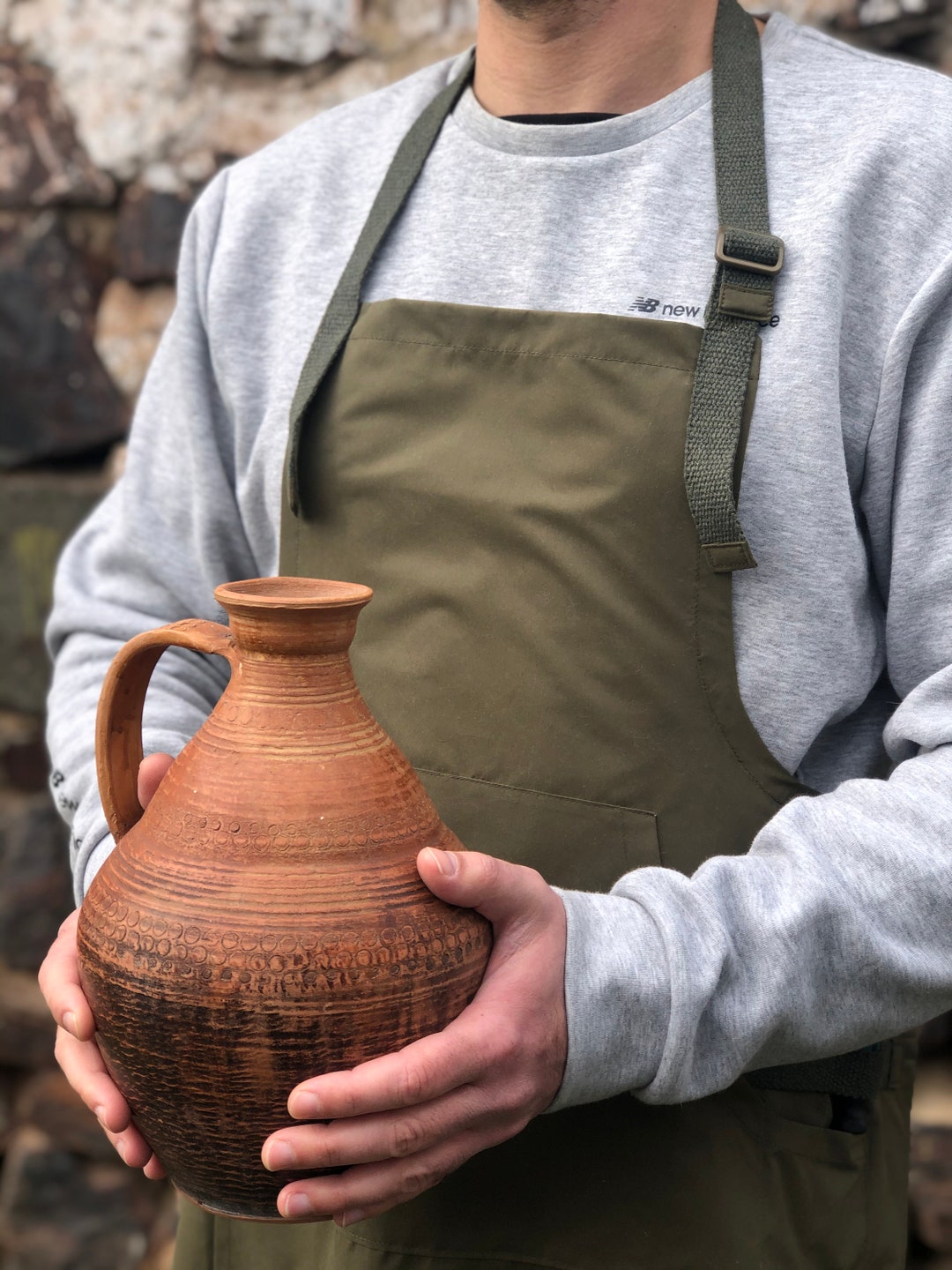 Potter's Apron, Work Apron/ Split Front Apron/ Khaki Apron/ Breathable Waterproof Fabric ...