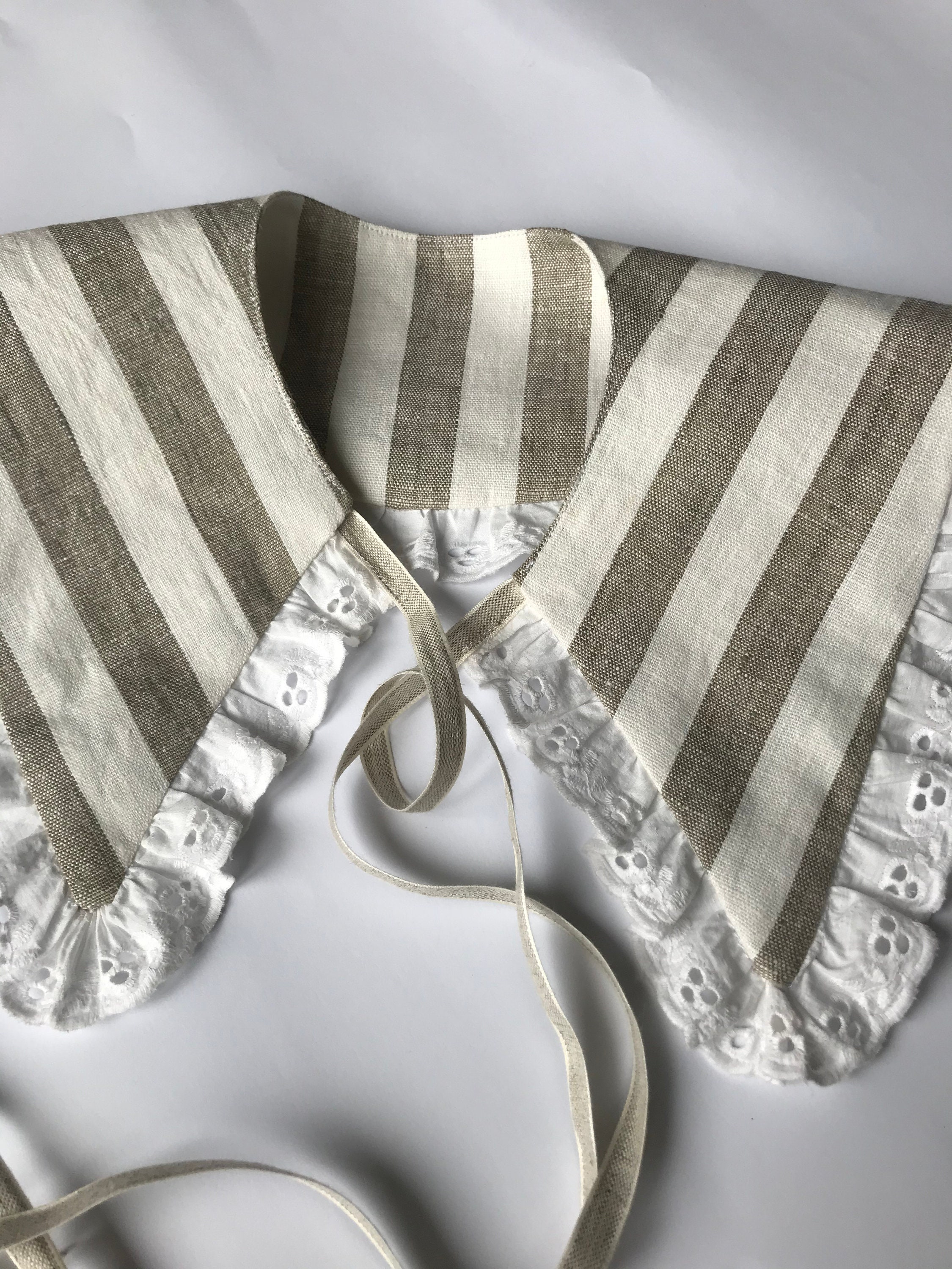 Detachable Embroidered Collar/ Peter Pan Linen Ruffle Collar ...