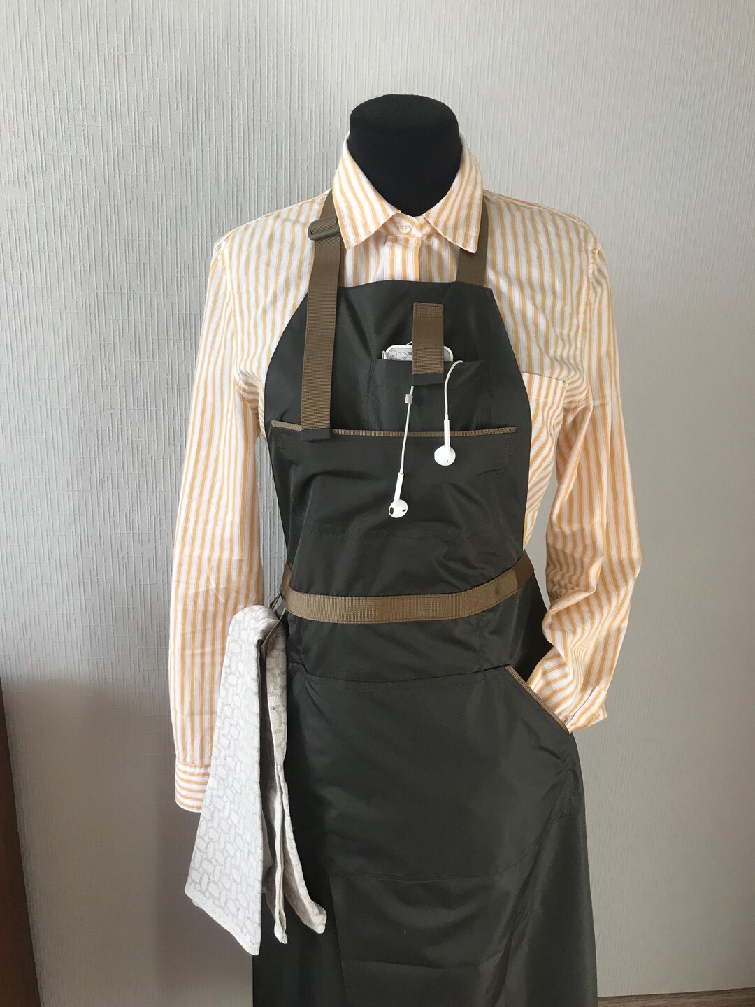 Long Working Apron With Pockets/split-leg Apron/breathable Waterproof ...