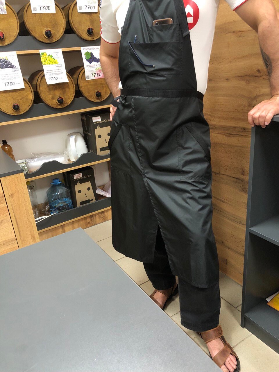 Long Black Apron for Man/potters Apron/breathable Waterproof Fabric/split Front Apron/barbecue ...