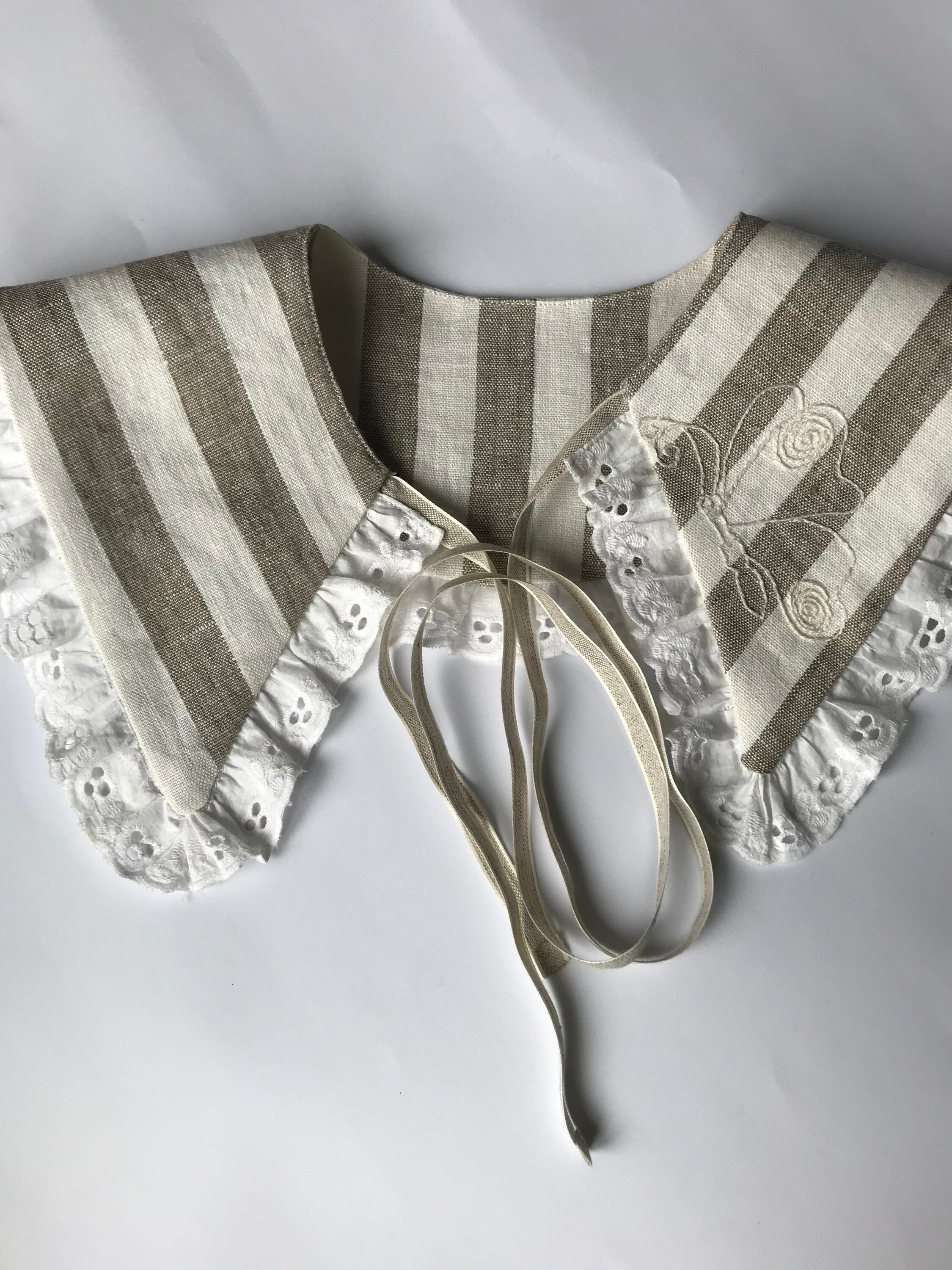 Detachable Embroidered Collar/ Peter Pan Linen Ruffle Collar ...