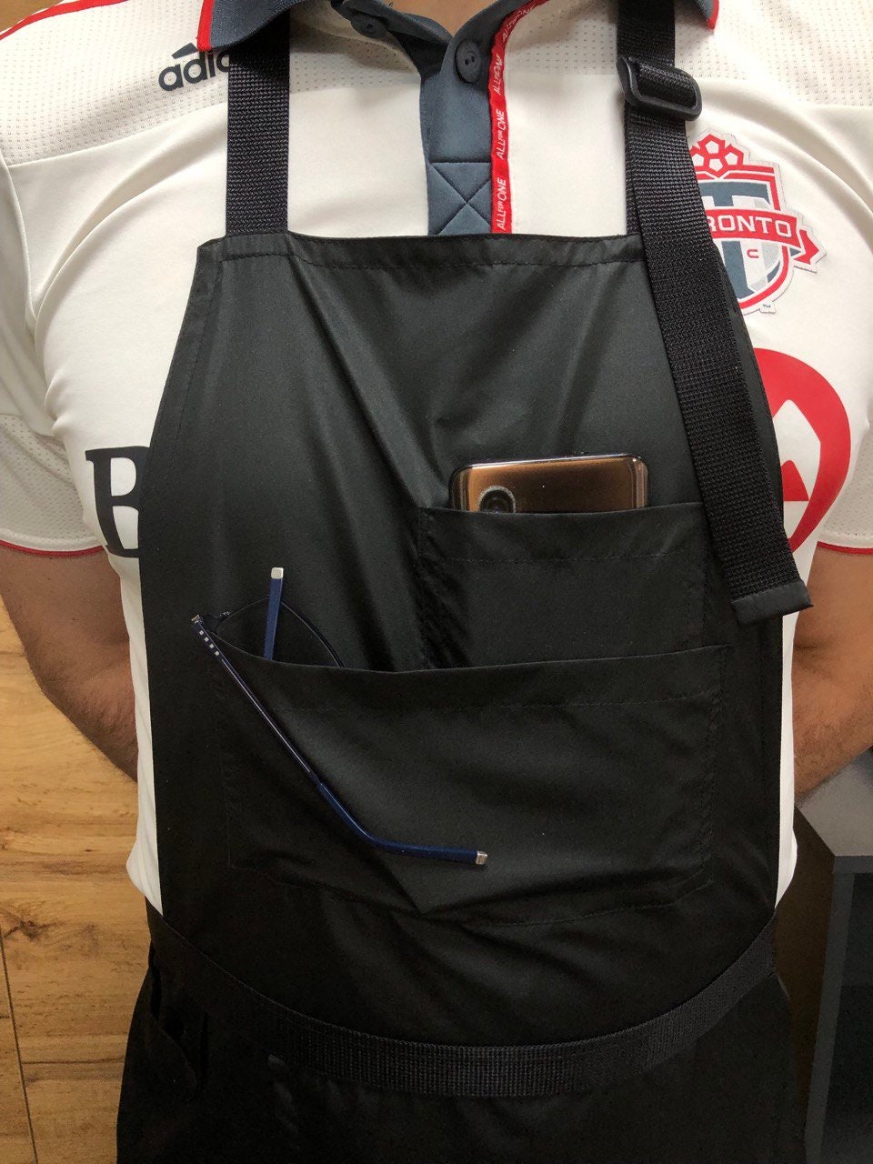 Long Black Apron for Man/potters Apron/breathable Waterproof Fabric/split Front Apron/barbecue ...