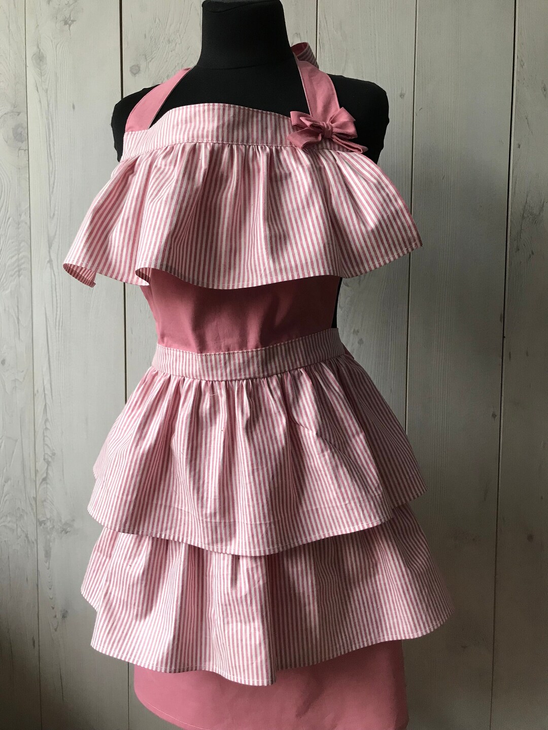 Ruffled Apron/ Cotton Pink Apron for Woman With Ruffles / Flirty Apron ...