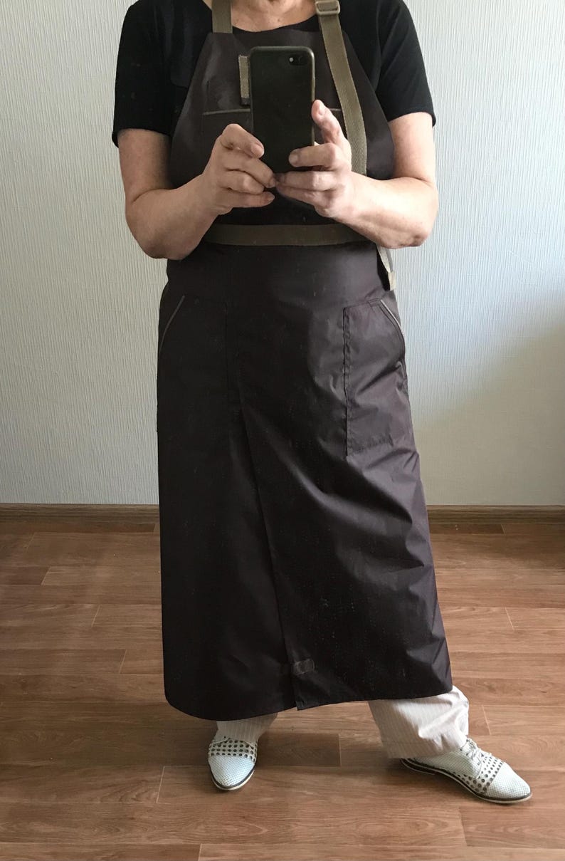 Long Working Apron With Pockets/split-leg Apron/breathable Waterproof ...