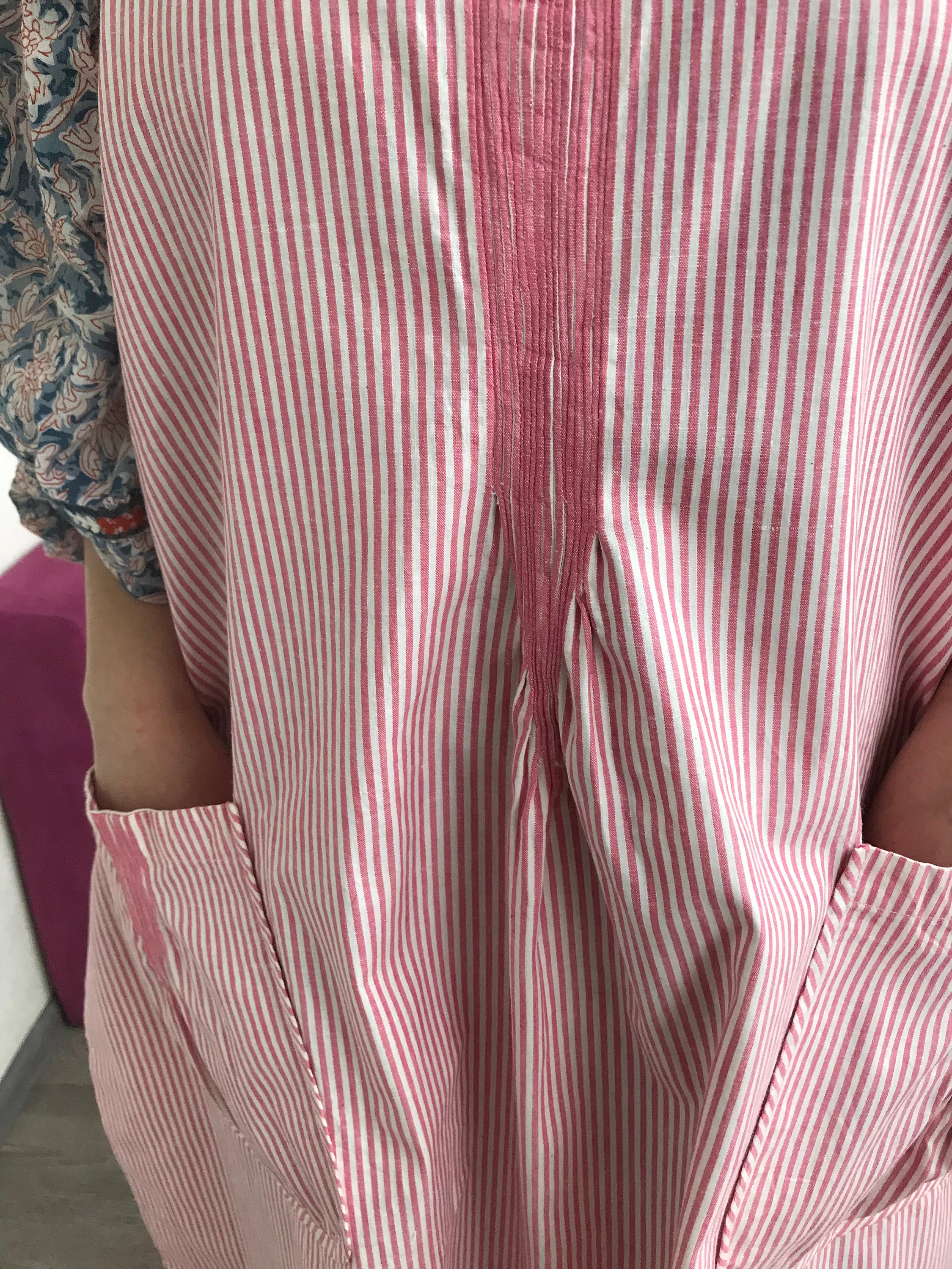 Retro Cotton Apron / Pink Striped Long Apron / Womens Gardeners Apron ...