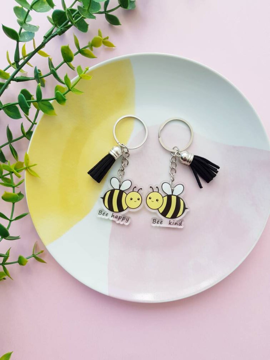 Honey Bee Keychain Honey Bee Keyrings Bee Happy Bee Kind - Etsy Australia