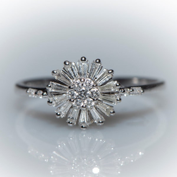 Diamond Flower Ring - Etsy