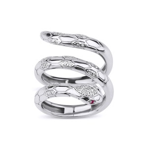 Solid Gold Snake Ring, Gold Diamond Ruby Snake Ring, Design Snake Ring ...