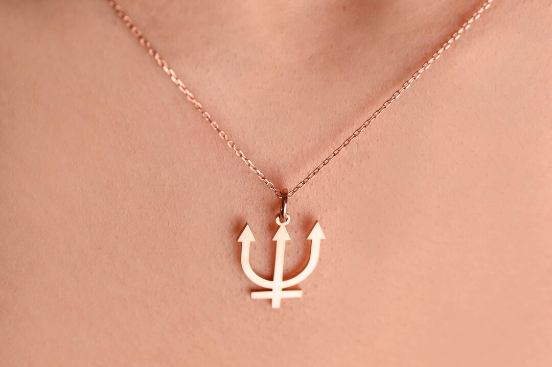 Neptune Necklace / Gold Neptune Necklace/ Planet Necklace/ Love Health ...