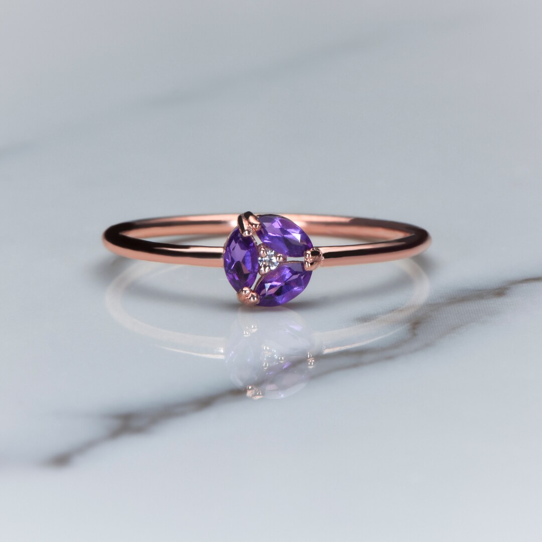 Amethyst Diamond Ring,stunning Natural Amethyst Stone Diamond Ring ...