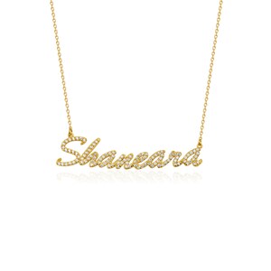 14K Solid Gold Name Necklace / Diamond Name Necklace / Gold Name ...