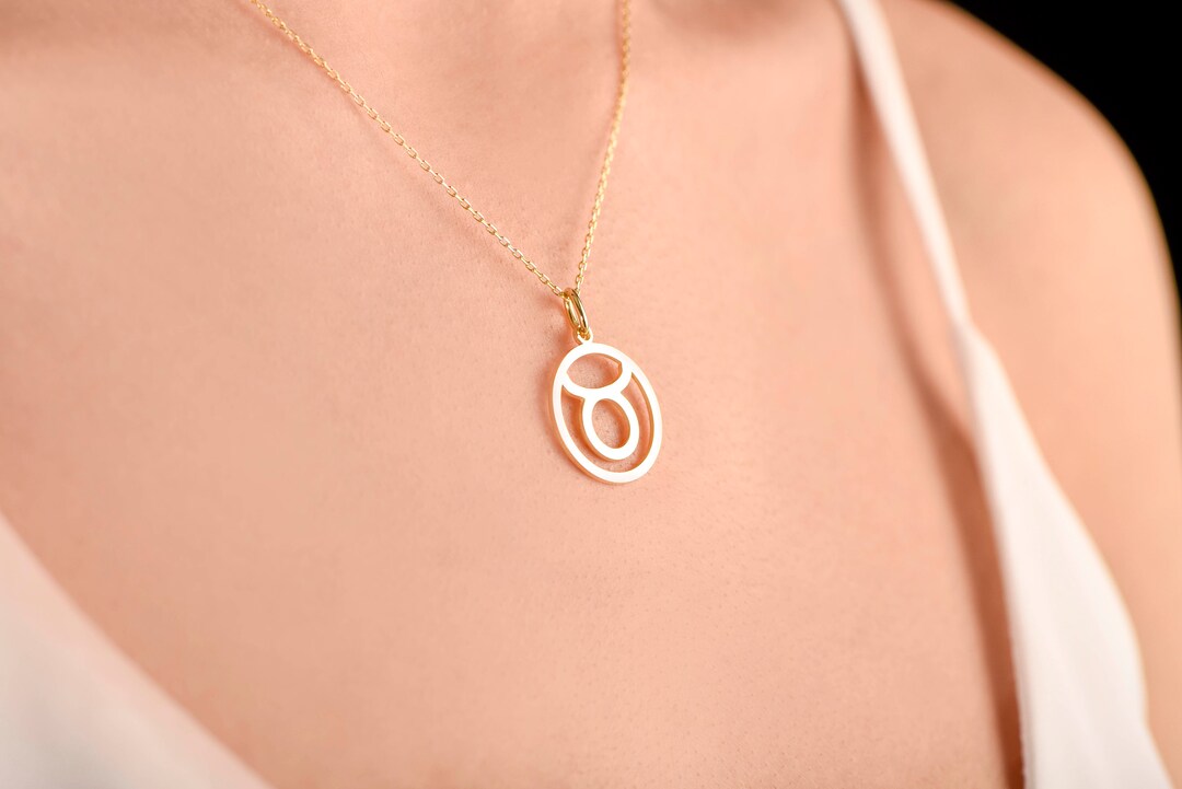 14k Solid Gold Taurus Zodiac Charm Necklace,gold Astrology Jewelry ...