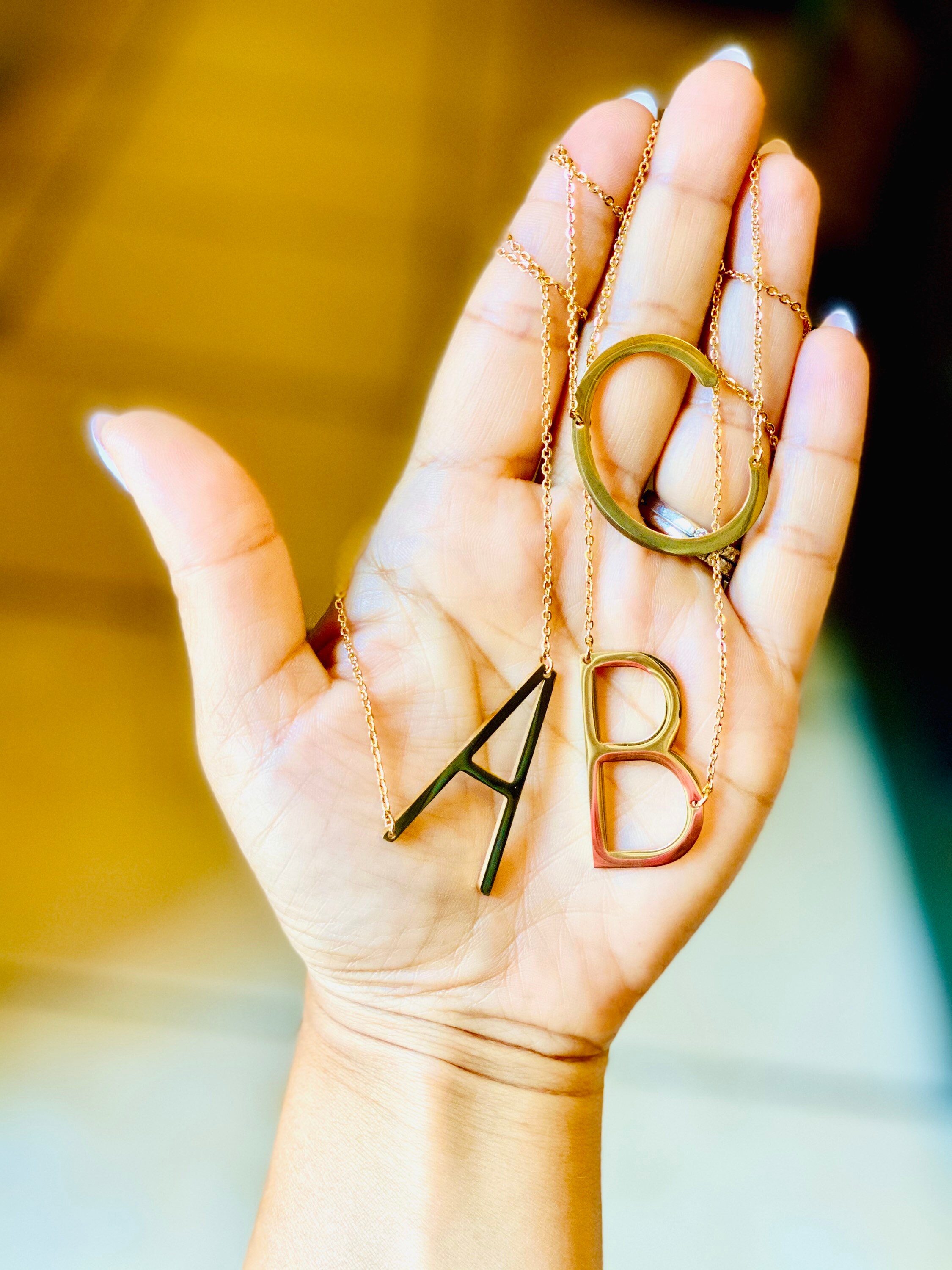 Large Initial Necklace Etsy