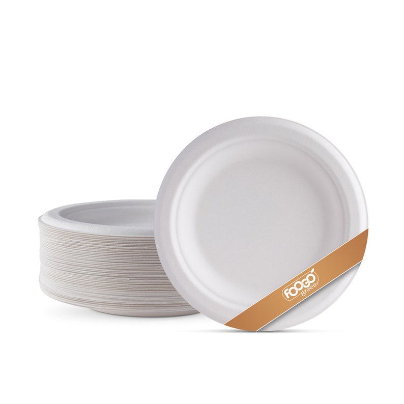 Disposable Sugarcane Bagasse 6 Plates, Eco Friendly, Biodegradable ...