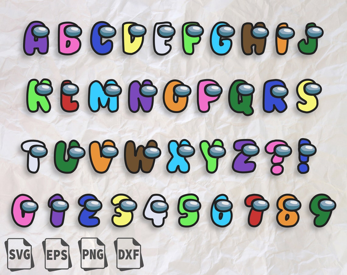 Among Us Font Svg Among Us Alphabet Among Us Birthday Among | Etsy