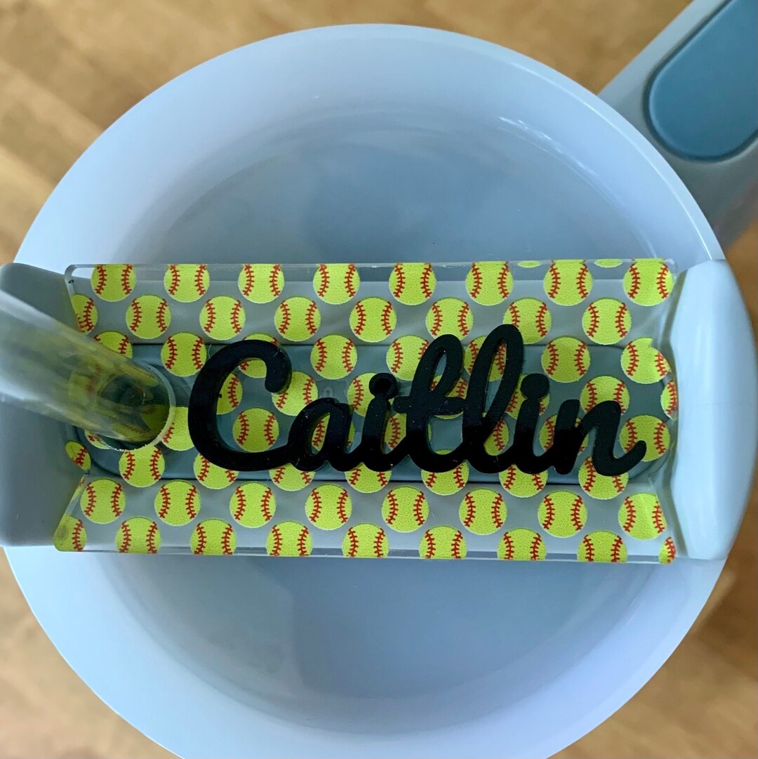 Personalized Softball Stanley Topper, Name Tag for Stanley Cup ...