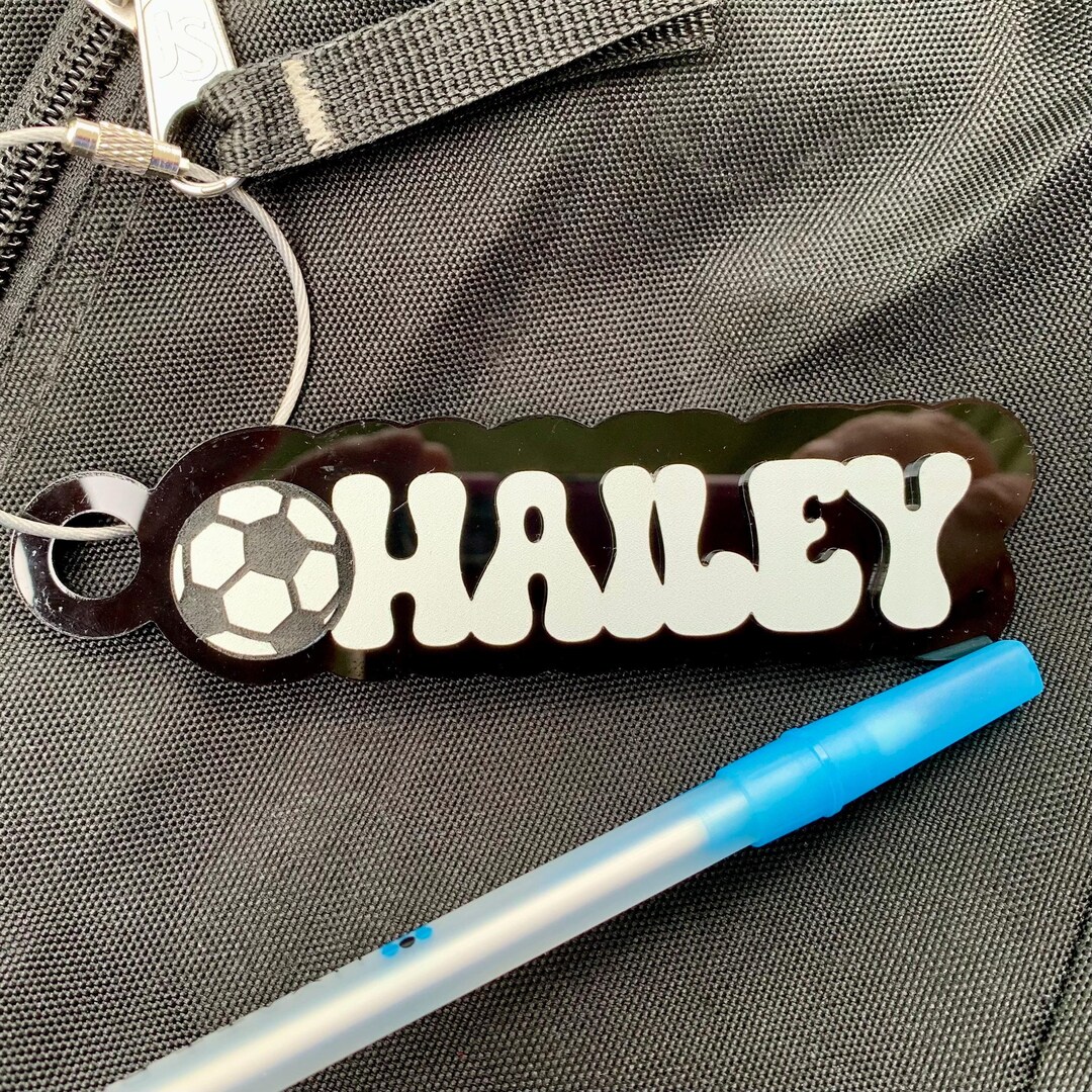 Personalized Sports Bag Name Tag, Backpack Charm for Teens, Soccer Name ...