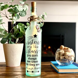 Sisters Are Like Stars Lighted Wine Bottle, Sister Birthday Gift From ...