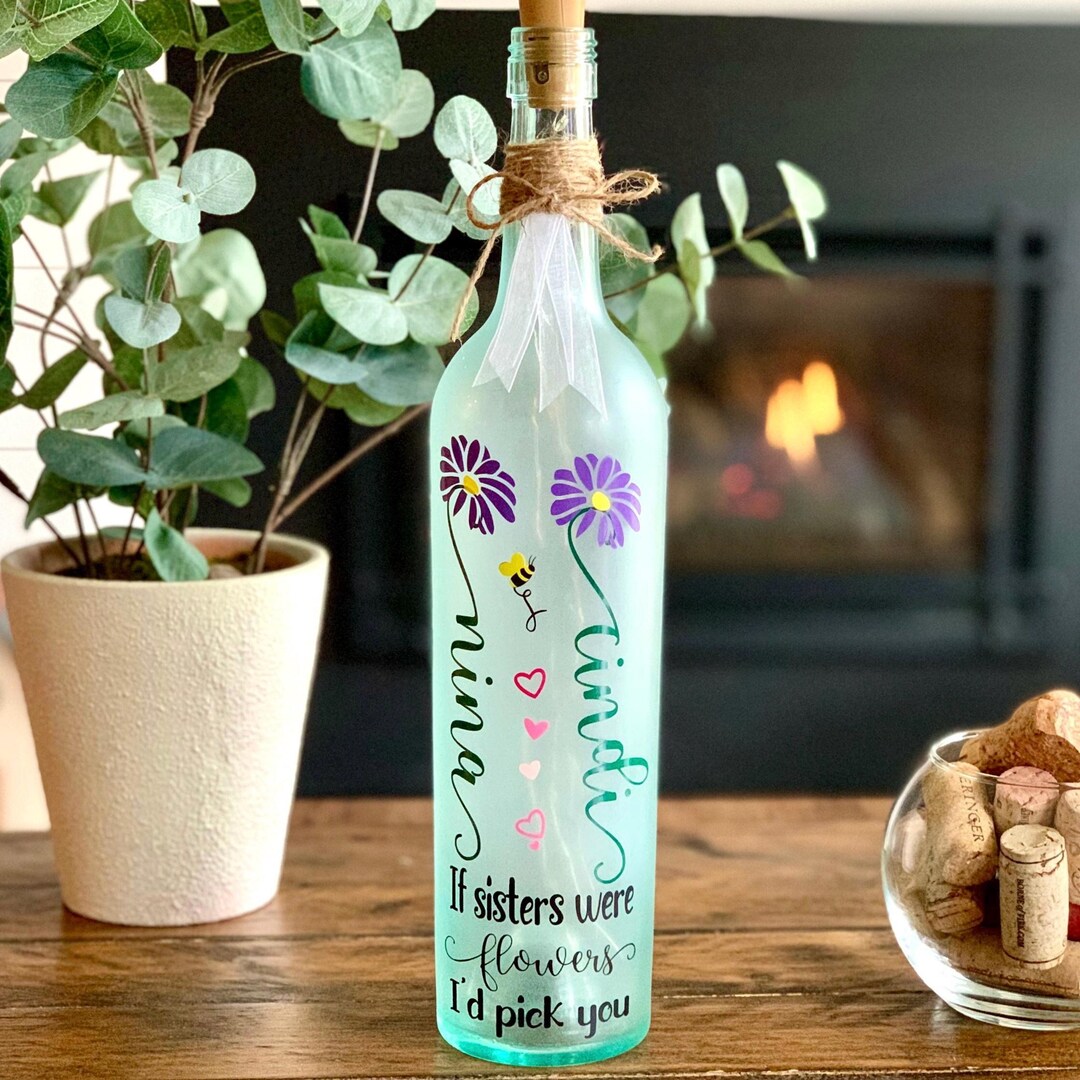 Personalized Lighted Wine Bottles, Long Distance Sister Gift From ...