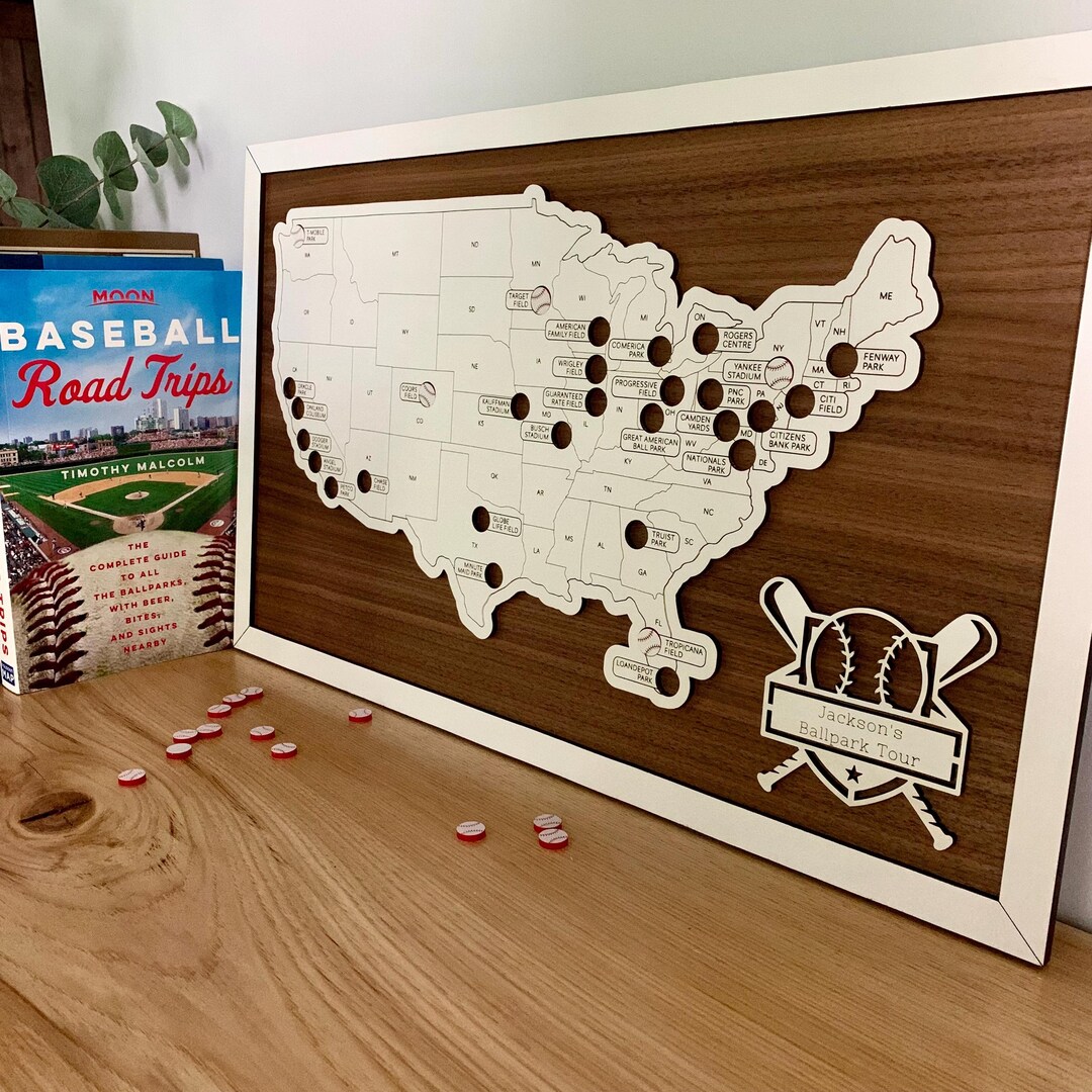 MLB Stadium Tracker, Baseball Travel Map, Baseball Gifts for Husband ...