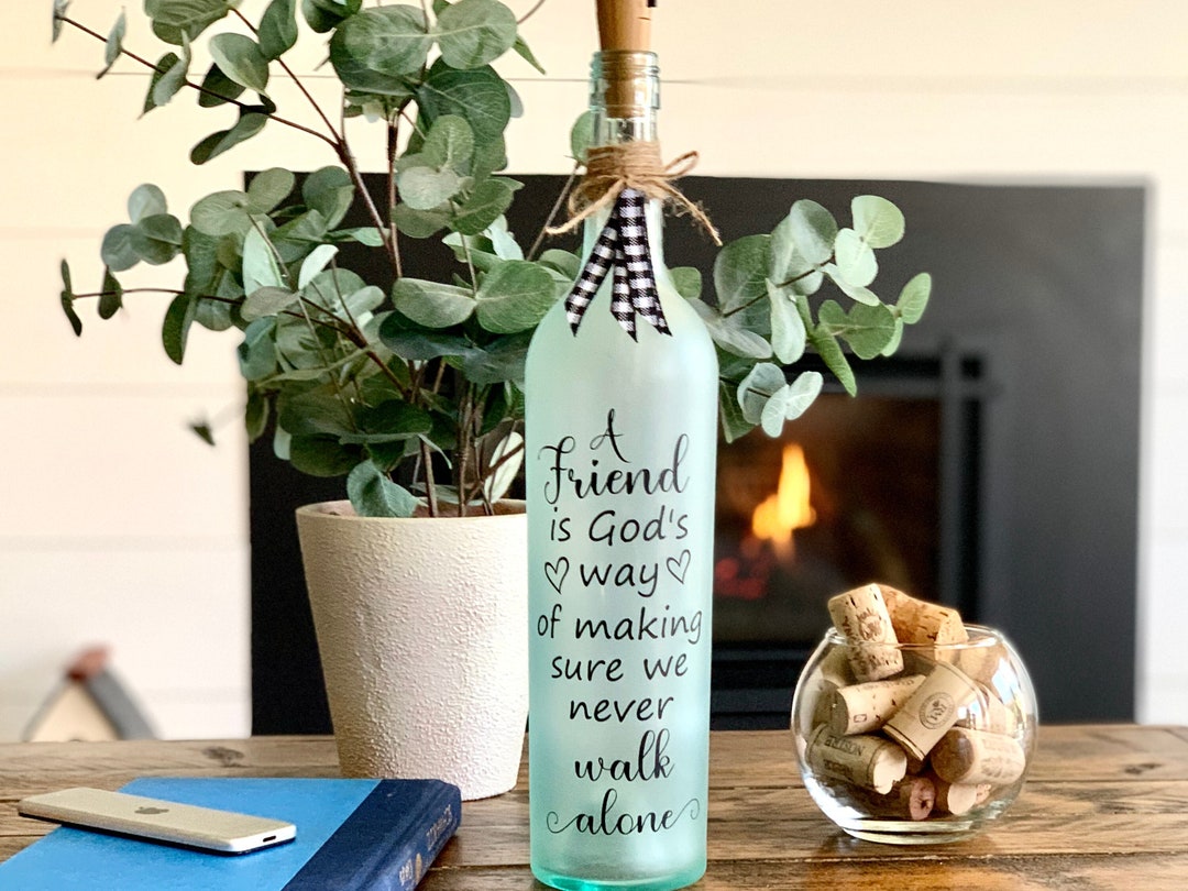 Lighted Wine Bottle, Christian Birthday Gift for Best Friends, Home Bar ...