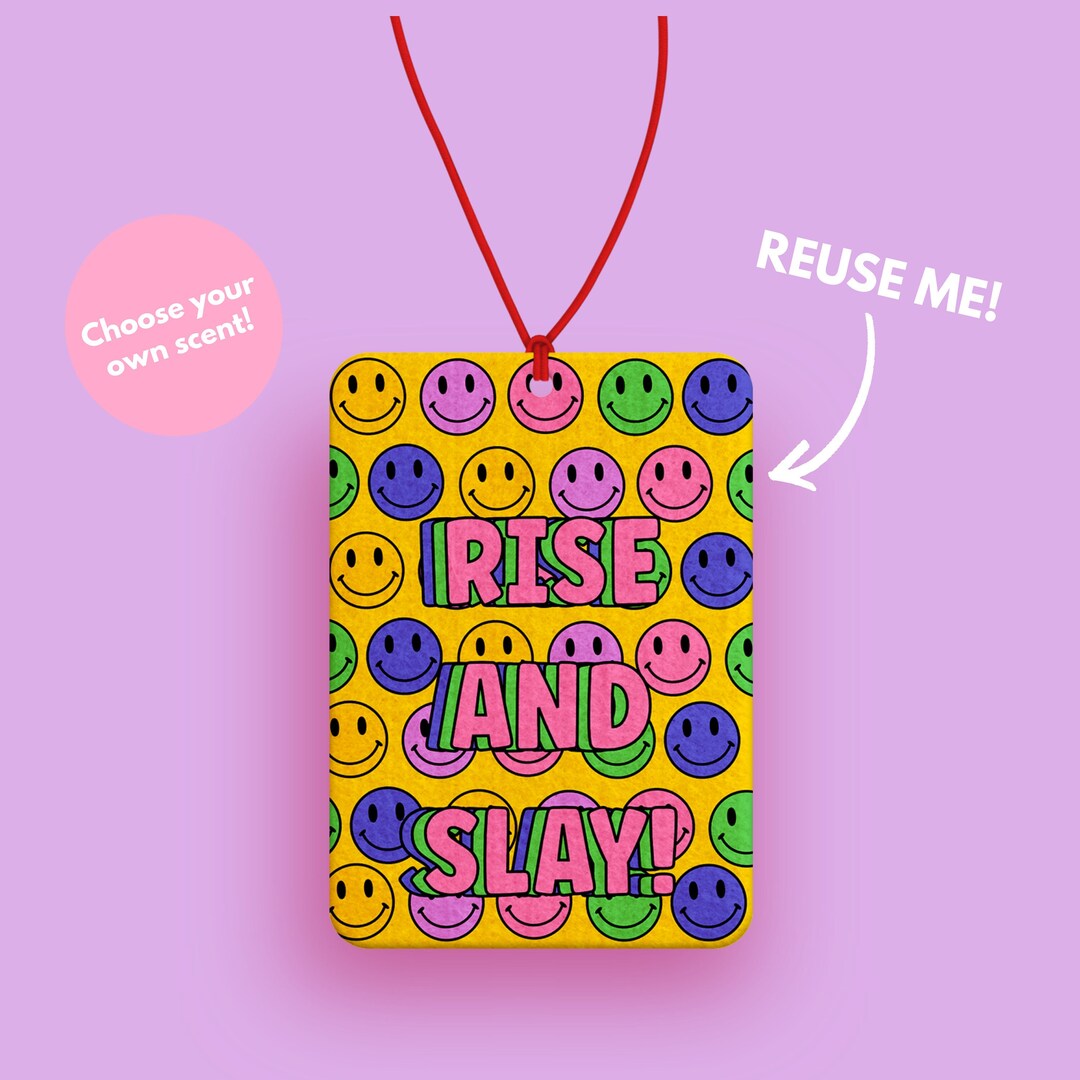 Rise and Slay Smiley Car Air Freshener Cute Car Accessories Car Hanging ...