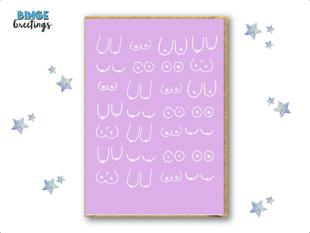 Boobie Illustration Card - Cute Boob Card - Breast Augmentation Card ...