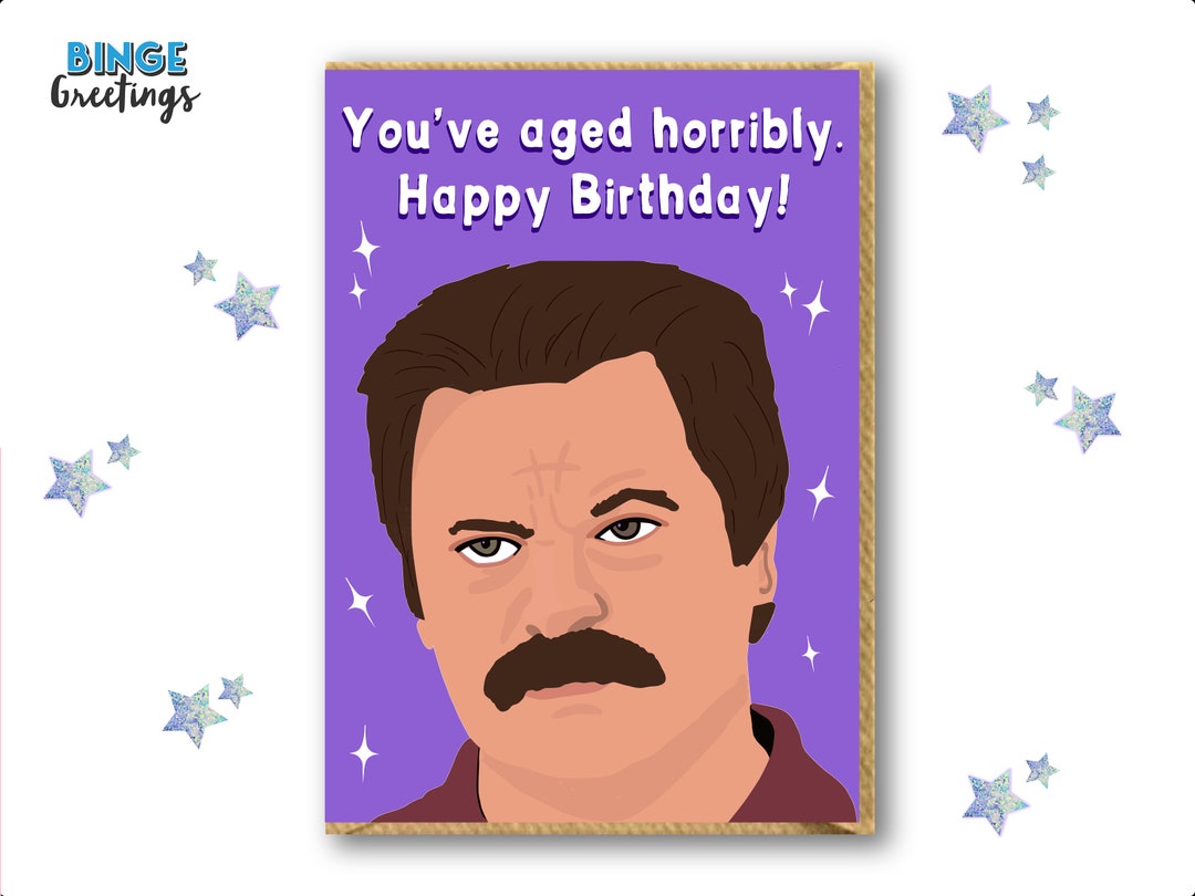 Ron Swanson Birthday Card - Parks and Recreation Birthday Card - Ron ...