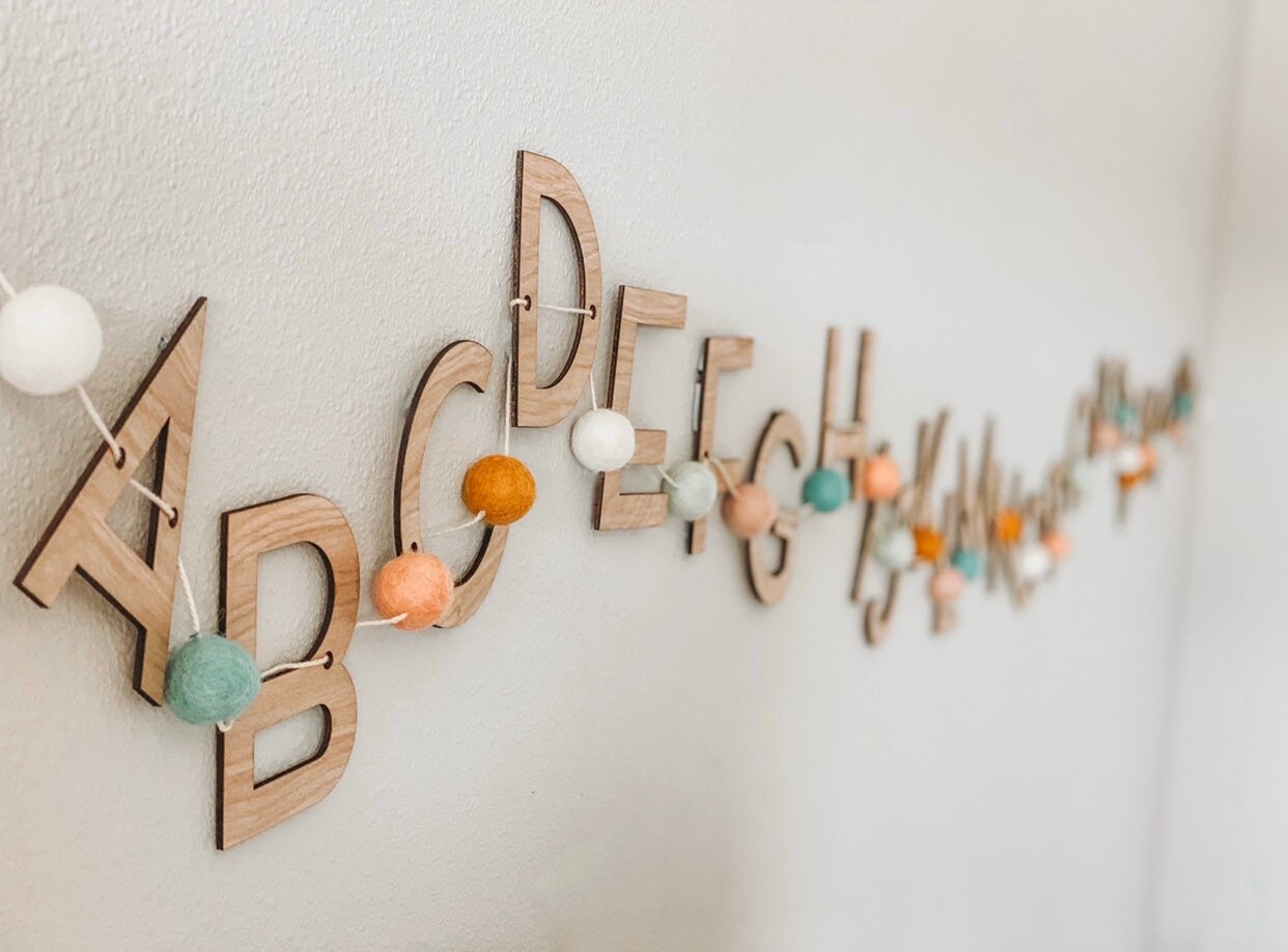 Alphabet Banner Wooden Alphabet Wall Decor Educational | Etsy