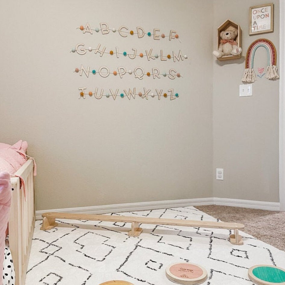 Alphabet Banner Wooden Alphabet Wall Decor Educational | Etsy