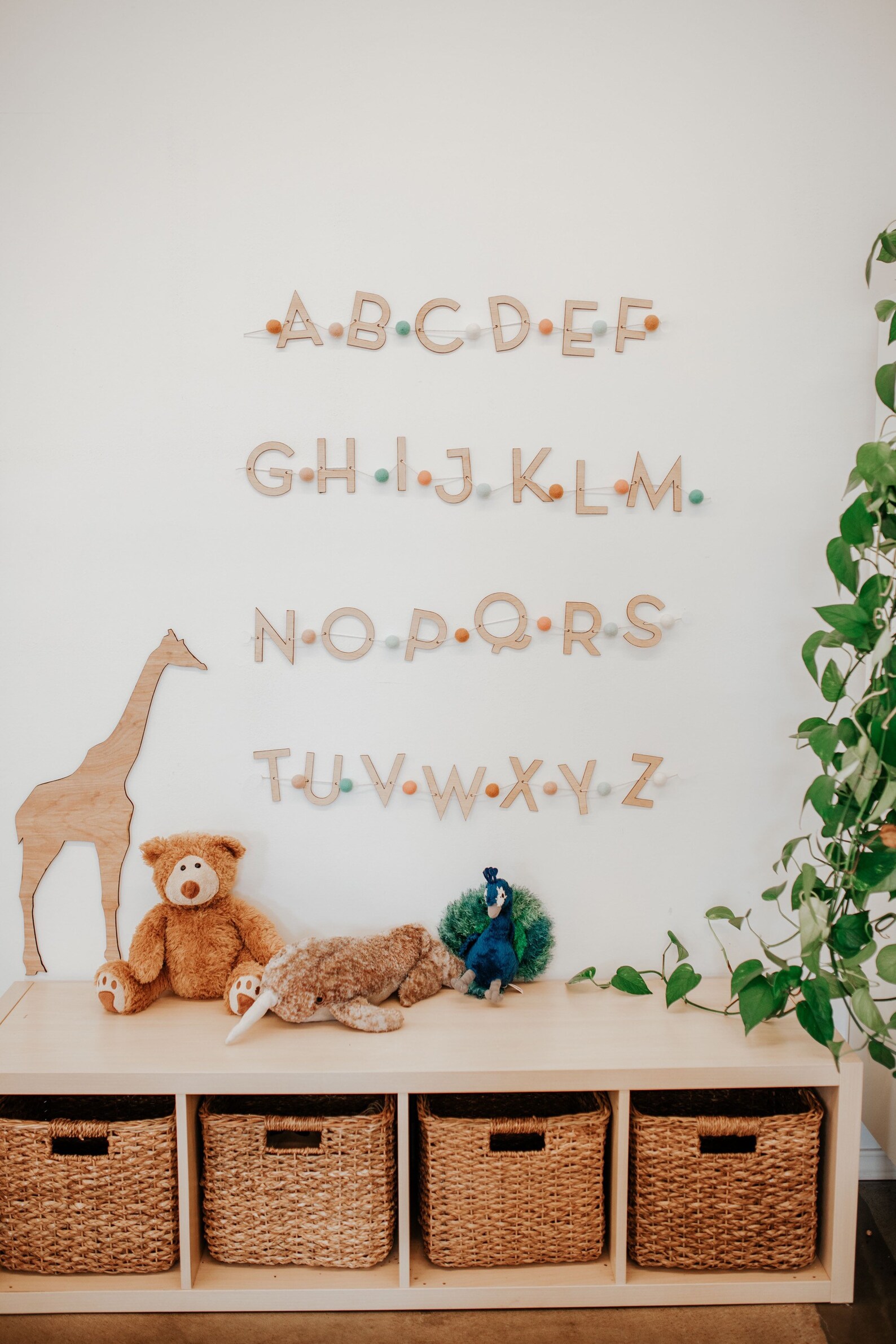 Alphabet Banner Wooden Alphabet Wall Decor Educational | Etsy