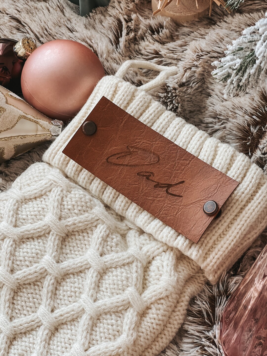 Personalized Leather Stocking Tags | Stocking Labels With Rivets ...