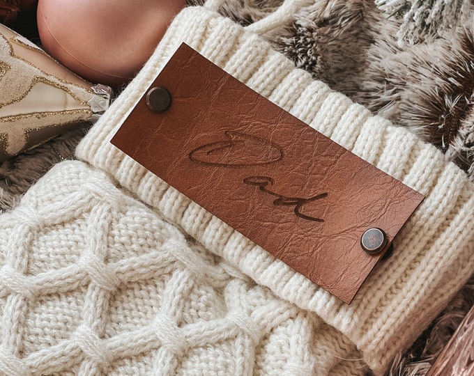 Personalized Leather Stocking Tags | Stocking Labels With Rivets ...