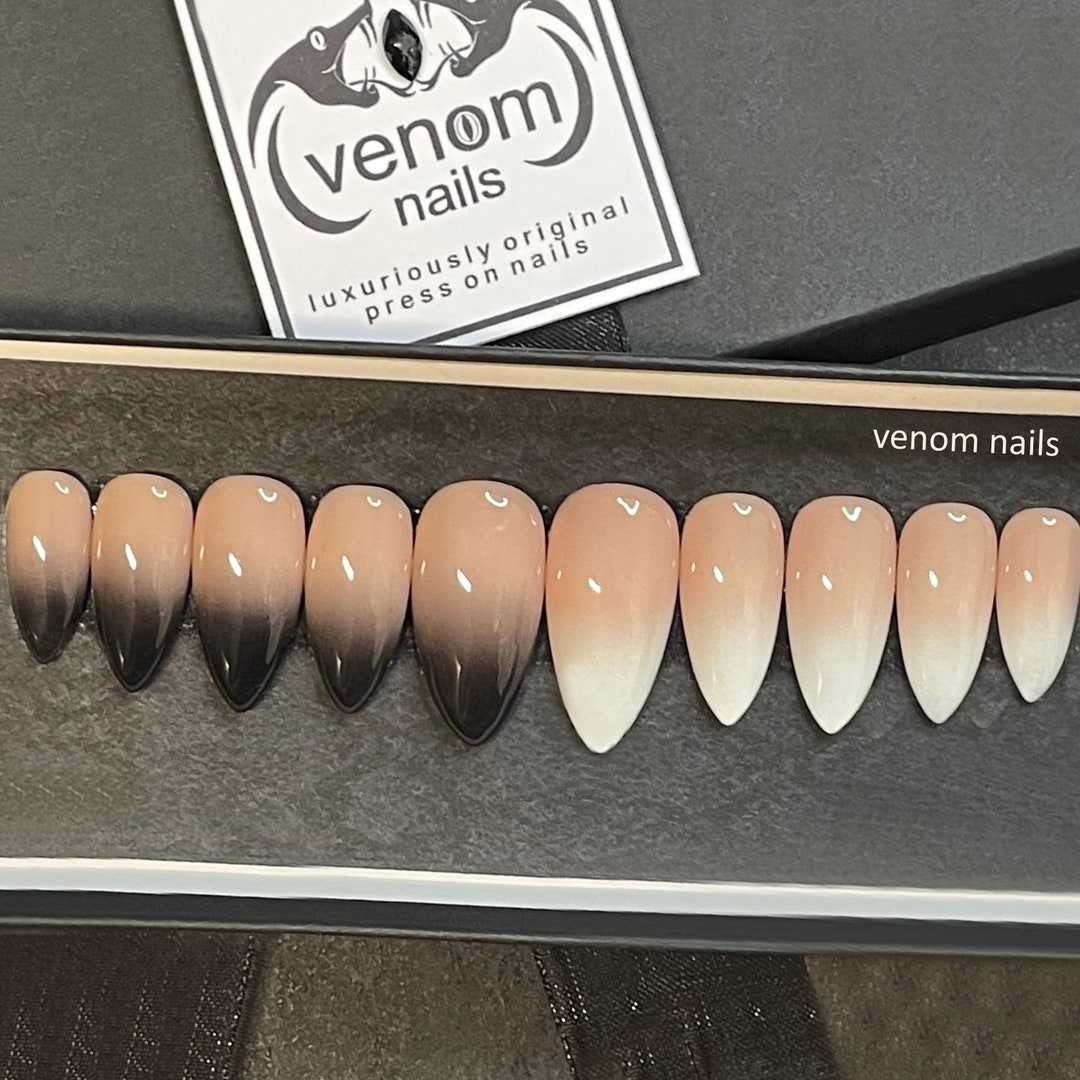 Black and White Fade Gel Press on Nails - Etsy