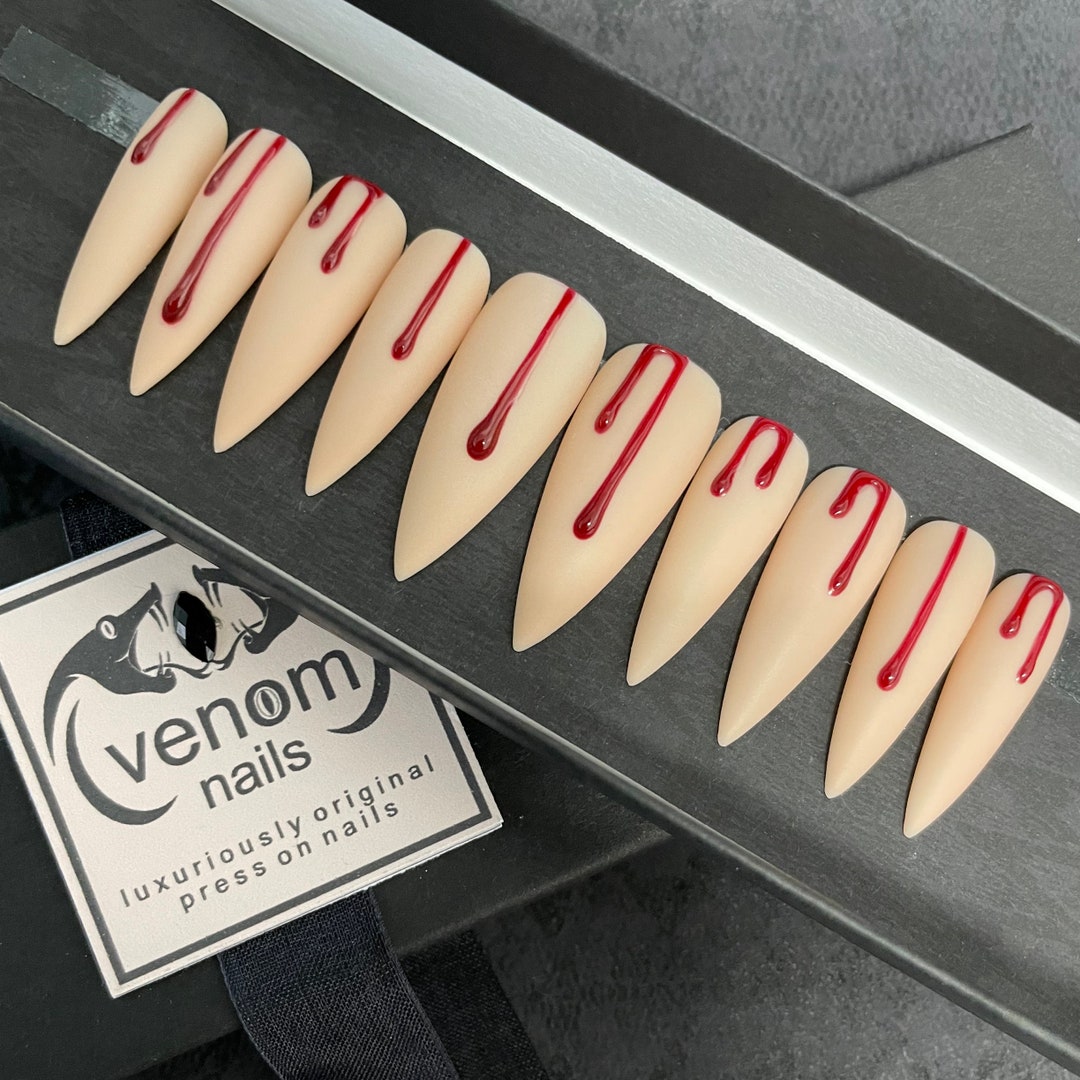 Dripping Blood Gel Press on Nails - Etsy