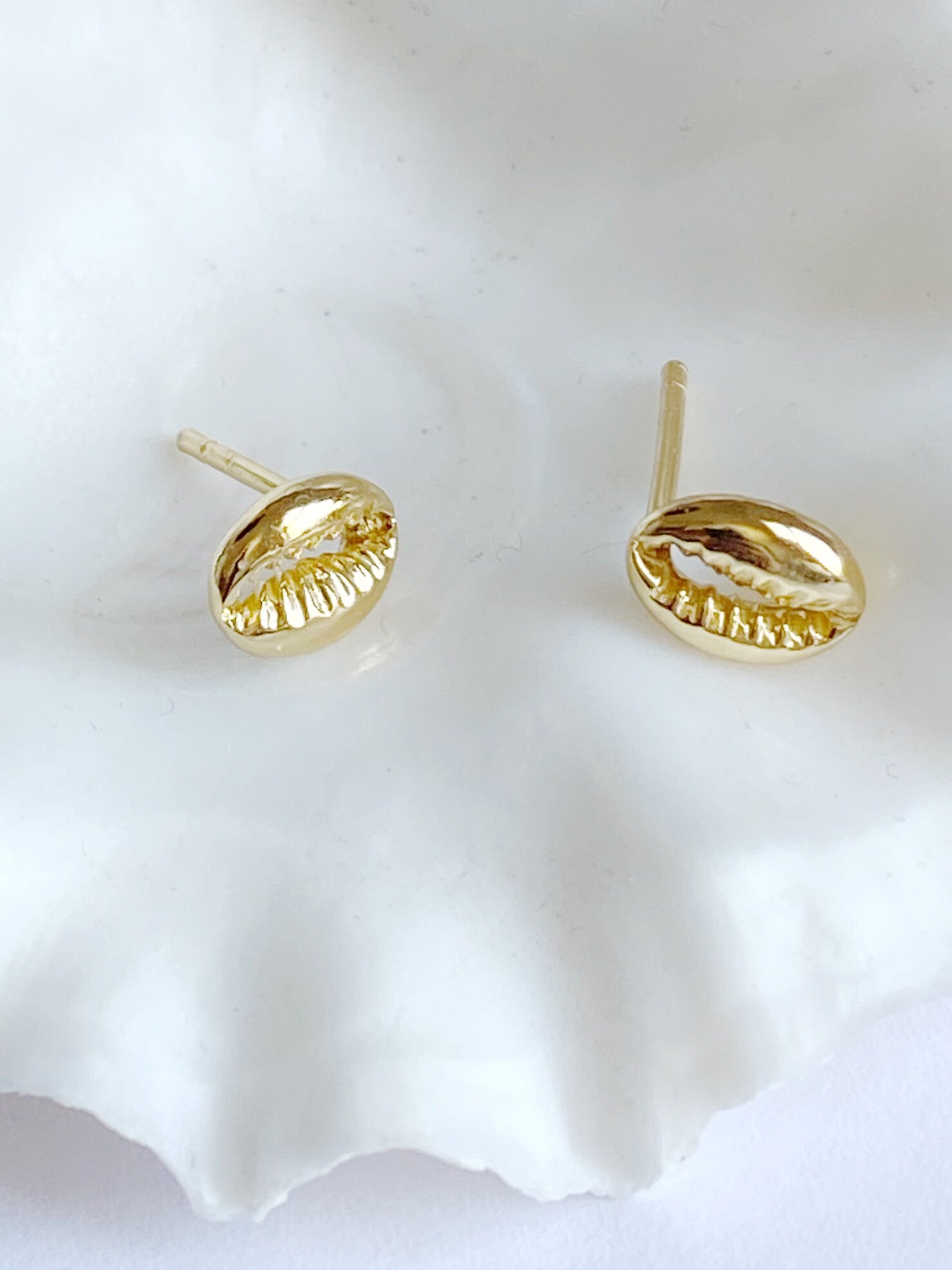 Cowrie Shell 18k Gold Vermeil Stud Earrings - Etsy UK