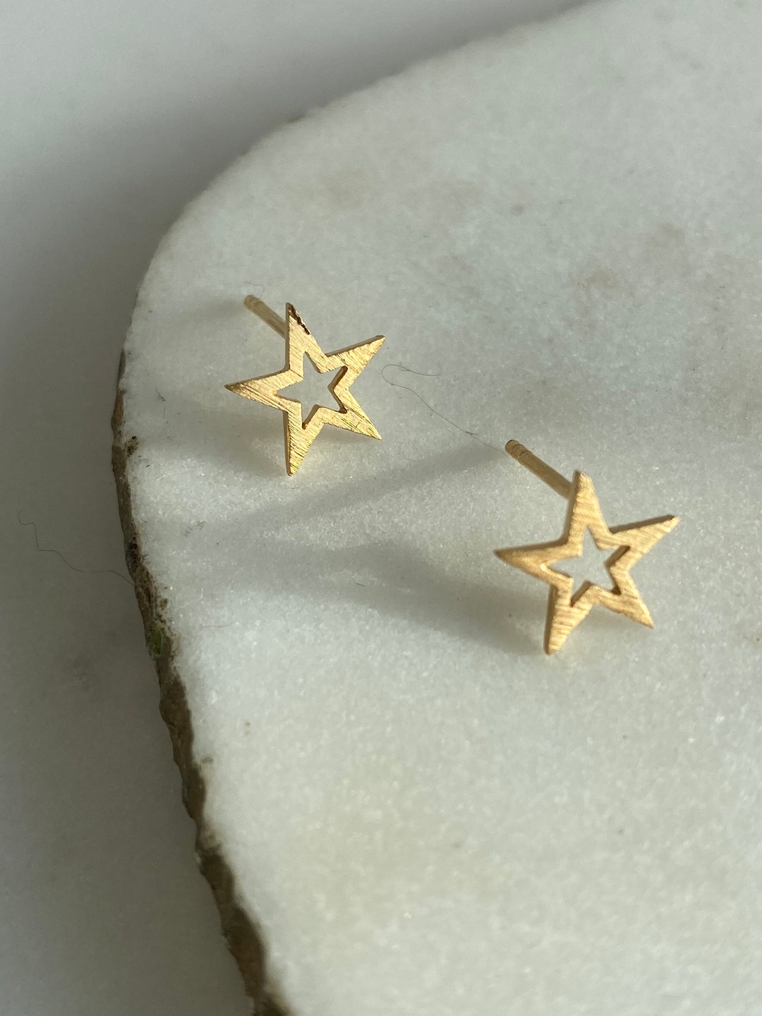 Small Star Studs Earrings 18k Gold Plated Sterling Silver - Etsy UK